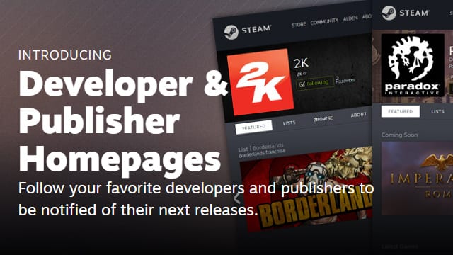 Steam Developer and Publisher pages now live