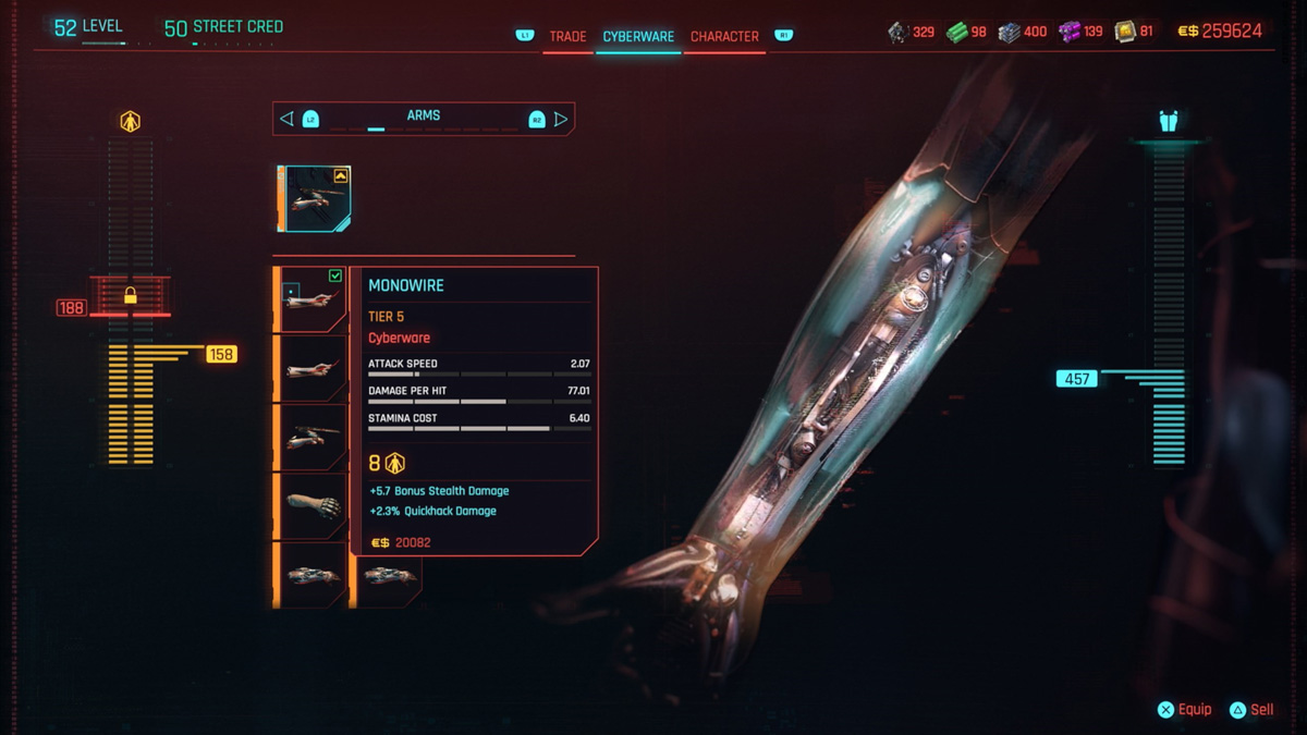 Cyberpunk 2077: Best Arms Cyberware