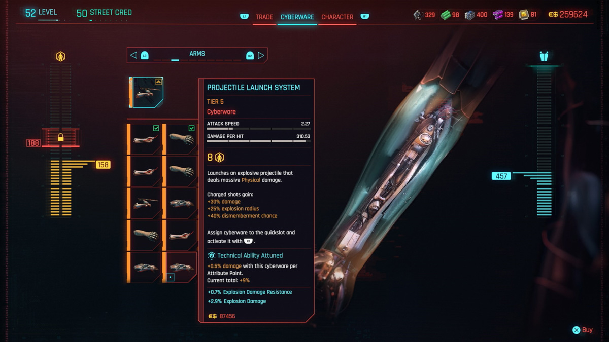 Cyberpunk 2077: Best Arms Cyberware