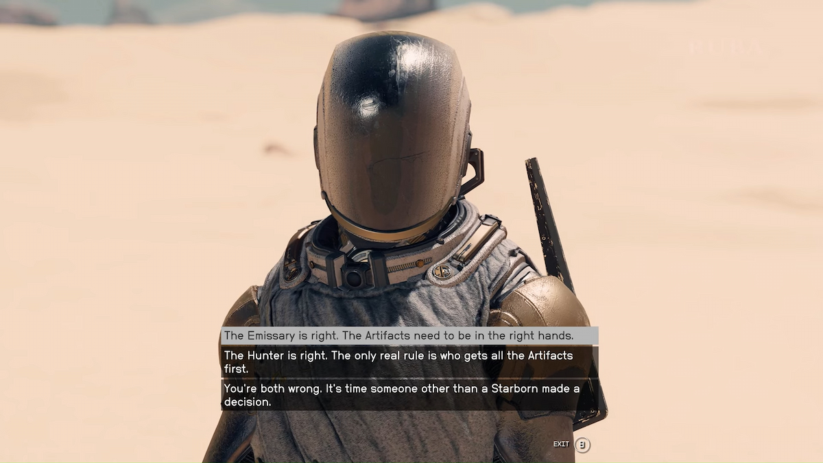 Should you side with the Emissary or the Hunter in Starfield?