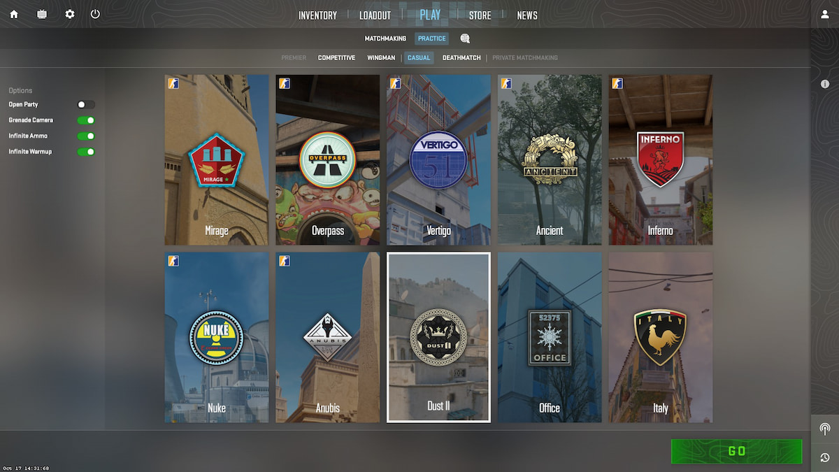 All smoke and nade practice commands in CS2