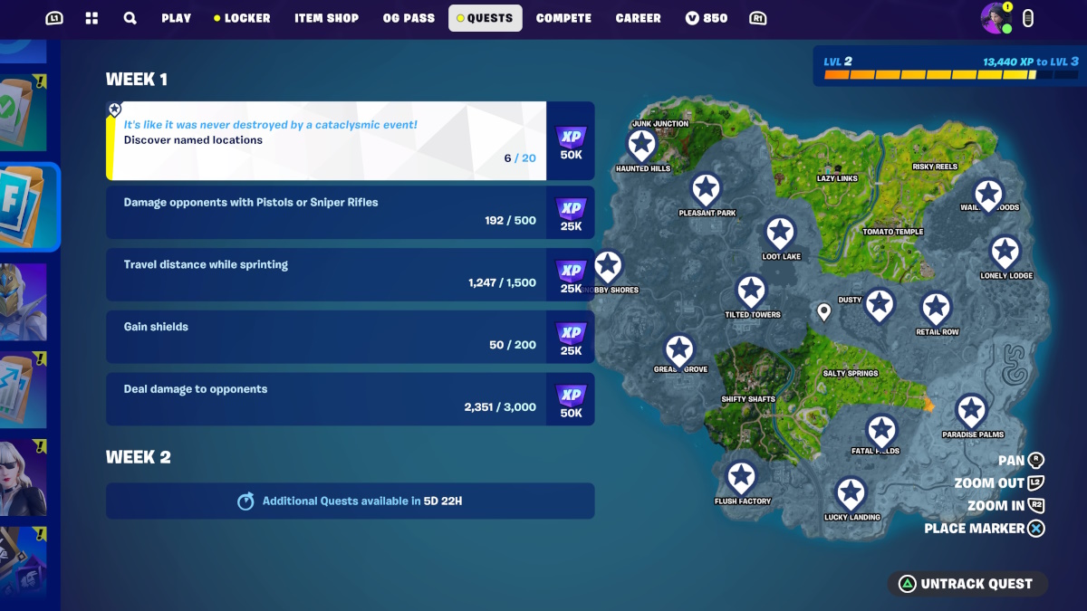 How to complete all Week 1 quests in Fortnite OG