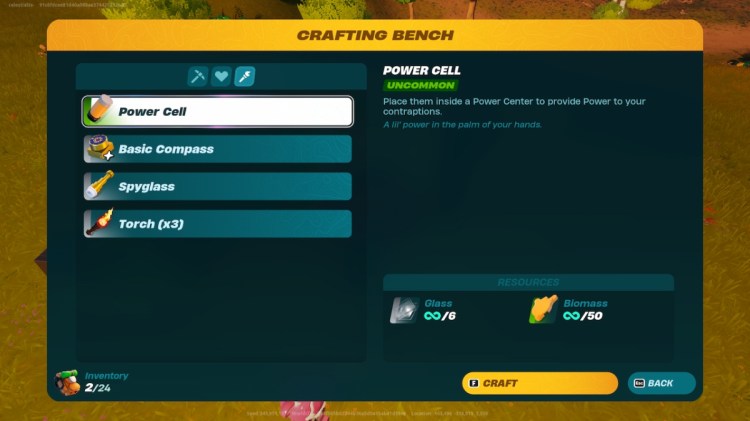 How to craft a Power Cell in LEGO Fortnite